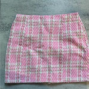 SHEIN | Skirts | Shein Pink Tweed Plaid Skirt Clueless Office Wear ...